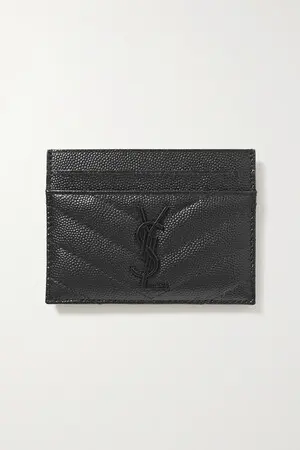 Saint Laurent Monogramme Quilted Textured-leather Cardholder Black