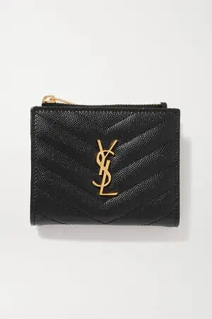 Saint Laurent Monogramme Quilted Textured-leather Wallet - Black