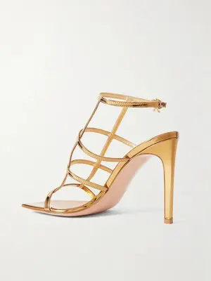 GIANVITO ROSSI 95 Metallic Leather Sandals - Gold
