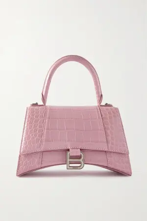 Balenciaga Hourglass Small Croc-effect Leather Tote - Pink