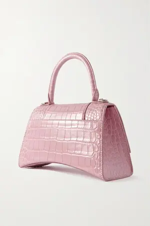 Balenciaga Hourglass Small Croc-effect Leather Tote - Pink