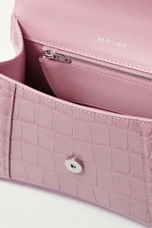 Balenciaga Hourglass Small Croc-effect Leather Tote - Pink