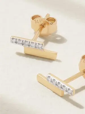 Mateo 14-karat Diamond Bar Earrings