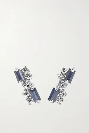 SUZANNE KALAN 18-karat White Sapphire And Diamond Earrings - Gold