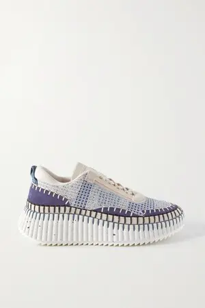 Chloé Nama Embroidered Sneakers - Blue