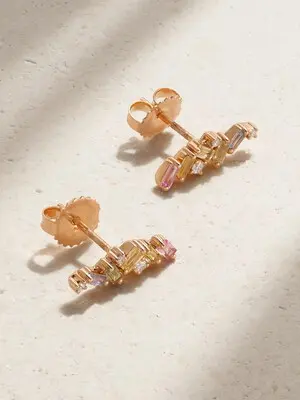 SUZANNE KALAN 18-karat Rose Sapphire And Diamond Earrings - Gold