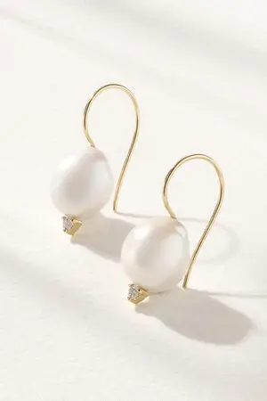 Mizuki 14-karat Pearl And Diamond Earrings