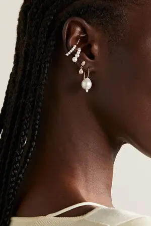 Mizuki 14-karat Pearl And Diamond Earrings