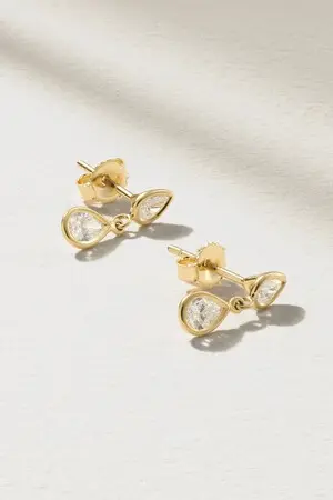 Mizuki 14-karat Diamond Drop Earrings - Gold