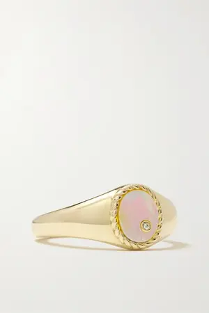 Yvonne Léon 9-karat Mother-of-pearl, And Diamond Signet Ring - Gold