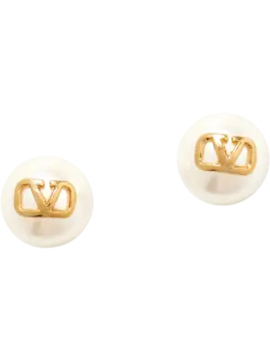 VALENTINO Vlogo Gold-tone Faux Pearl Earrings