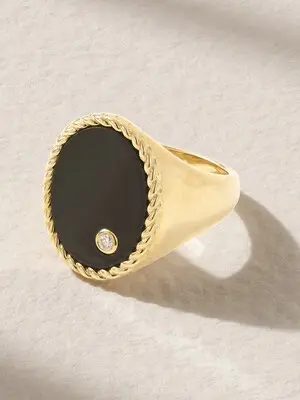 Yvonne Léon 9-karat Onyx And Diamond Signet Ring