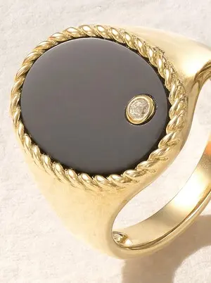 Yvonne Léon 9-karat Onyx And Diamond Signet Ring