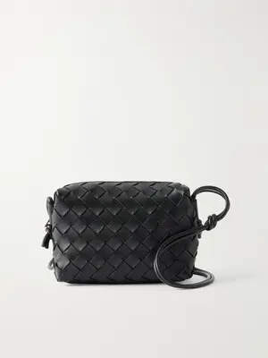 Bottega Veneta Loop Mini Intrecciato Shoulder Bag - Black