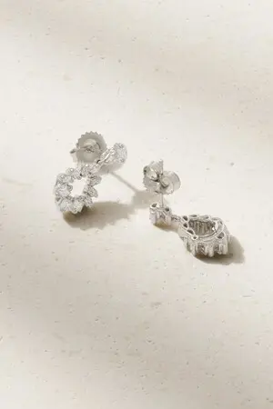 SUZANNE KALAN 18-karat White Diamond Drop Earrings