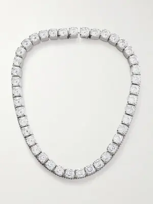 JIL SANDER Tone Crystal Necklace - Silver