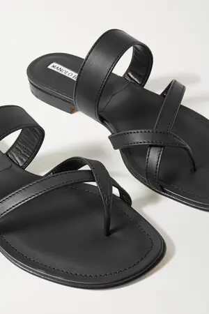 Manolo Blahnik Susa Leather Sandals - Black