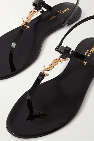 Saint Laurent Cassandra Logo Slingback Sandals - Black