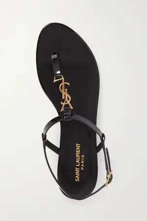 Saint Laurent Cassandra Logo Slingback Sandals - Black
