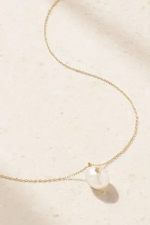Mateo 14-karat Gold, Pearl And Diamond Necklace - Off-white