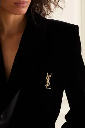 Saint Laurent Tone Logo Brooch - Gold