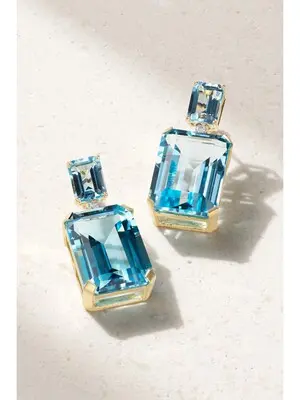 Mateo 14-karat Topaz And Diamond Dangle Earrings - Gold
