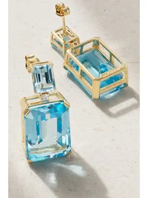 Mateo 14-karat Topaz And Diamond Dangle Earrings