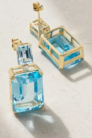 Mateo 14-karat Topaz And Diamond Dangle Earrings