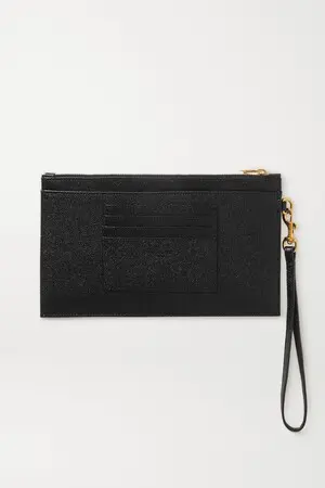 Saint Laurent Monogramme Quilted Textured-leather Pouch