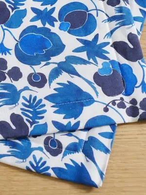 La DoubleJ Set Of Two Printed Linen Placemats - Blue