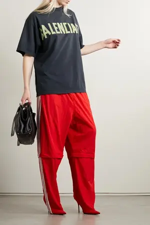 Balenciaga Oversized Distressed Printed T-shirt - Black