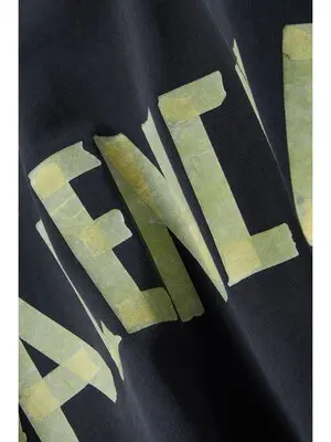 Balenciaga Oversized Distressed Printed T-shirt - Black