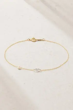Mizuki 14-karat Pearl And Diamond Bracelet - Gold
