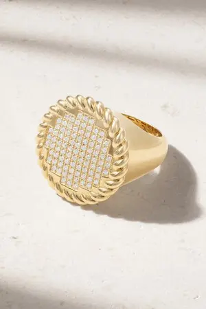 Lauren Rubinski 14-karat Diamond Medallion Ring - Gold