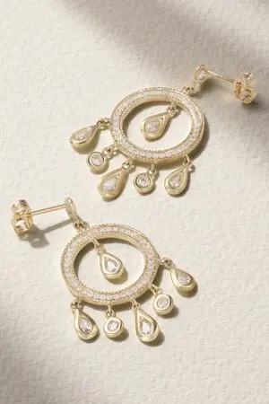 Jacquie Aiche Dream Catcher 14-karat Diamond Dangle Earrings