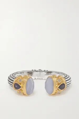 AMRAPALI LONDON Plated Sterling Silver Multi-stone Cuff - Gold