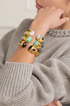 AMRAPALI LONDON Plated Sterling Silver Multi-stone Cuff