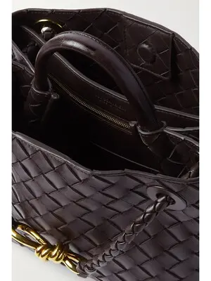 Bottega Veneta Andiamo Small Intrecciato Leather Shoulder Bag - Brown