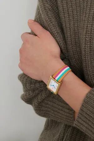 LACALIFORNIENNE Daybreak -plated Watch With Striped Leather Strap - Gold