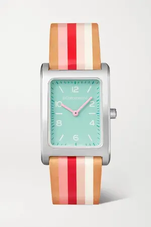 LACALIFORNIENNE LaCalifornienne Daybreak 24mm Steel Striped Leather Watch Silver