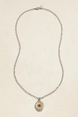 Buccellati Blossom Sterling Gold-plated, Jasper, And Diamond Necklace