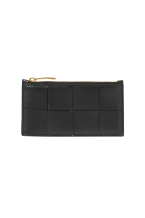 Bottega Veneta Cassette Intrecciato Leather Cardholder - Black