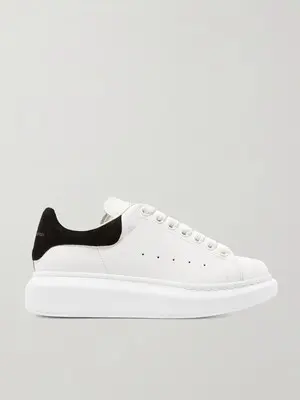 Alexander McQueen Suede-trimmed Leather Sneakers - White