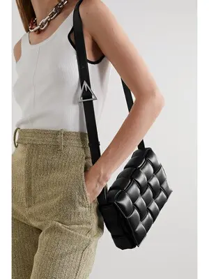 Bottega Veneta Cassette Medium Padded Intrecciato Leather Bag - Black