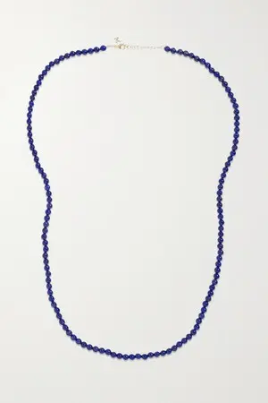 Mateo 14-karat Lapis Lazuli Beaded Necklace - Gold