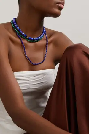 Mateo 14-karat Lapis Lazuli Beaded Necklace
