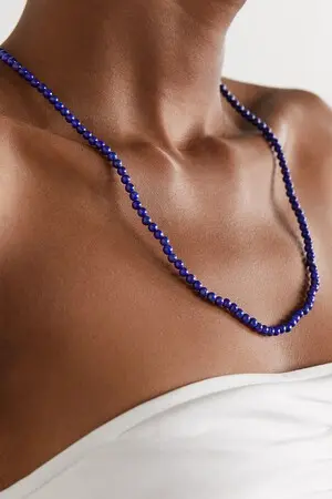 Mateo 14-karat Lapis Lazuli Beaded Necklace