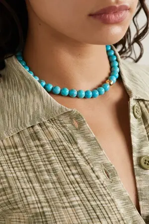 Mateo 14-karat Turquoise Beaded Necklace