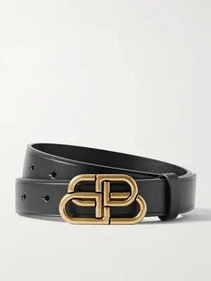 Balenciaga Bb Leather Belt - Black