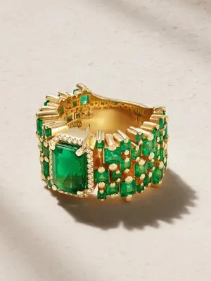 SUZANNE KALAN 18-karat Emerald And Diamond Ring - Gold